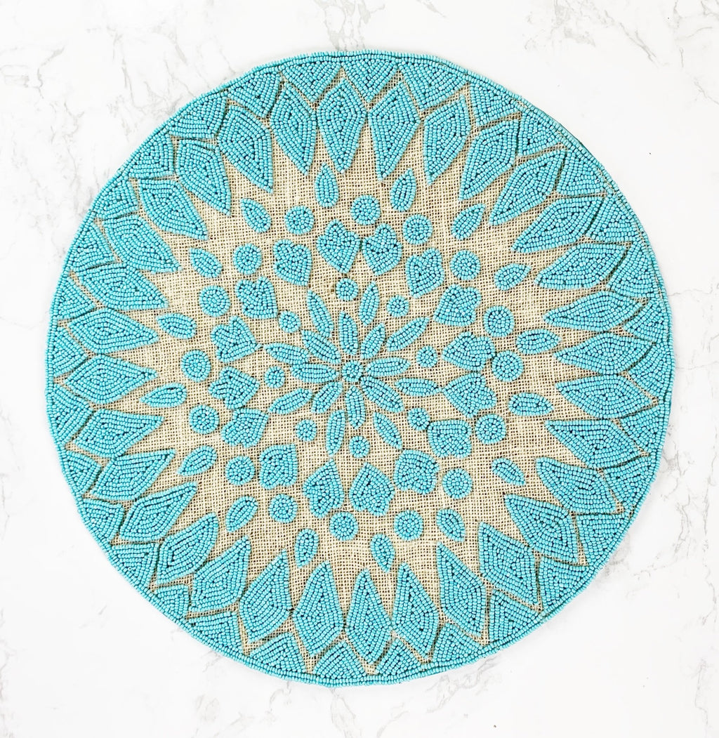 Light Blue Beaded Placemat - BlueJay Avenue